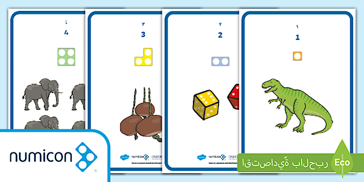 Numicon Shapes and Numbers Display Posters Arabic/English